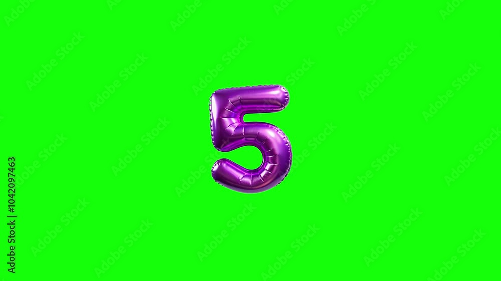 Number of five by ballon green screen animation motion graphic with ...