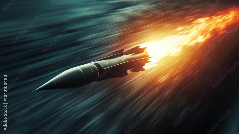 hypersonic missile in motion close up with blurred background with ...