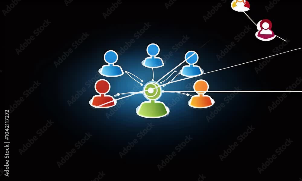 Illustration of a central figure connected to multiple others ...