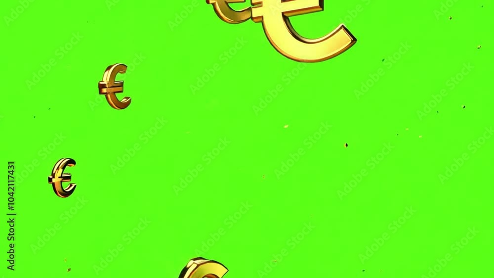Golden euro symbol on green screen floating around. Animation loop of ...