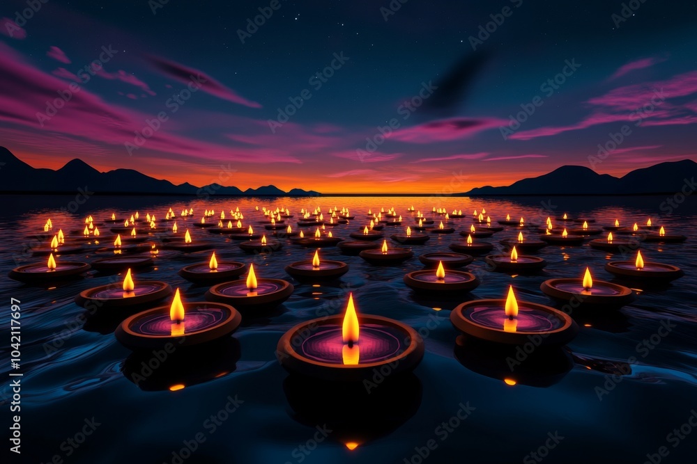 Pixel art depiction of Aarti, with pixelated oil lamps and devotees ...