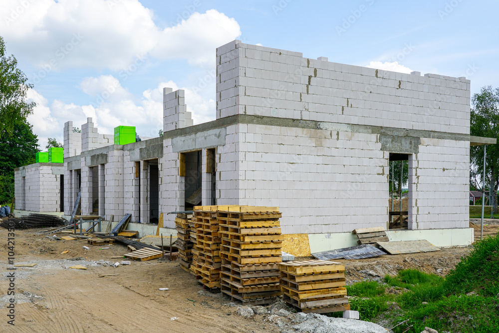 Construction of a new residential house from expanded clay blocks ...