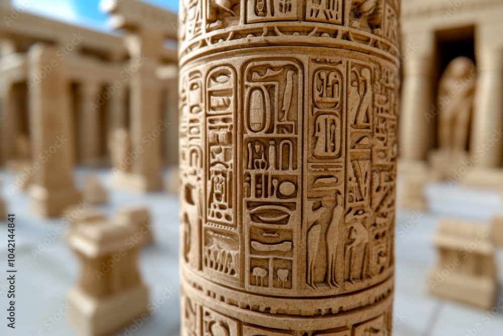 Ancient Egyptian artifacts in a museum setting, displayed with ...