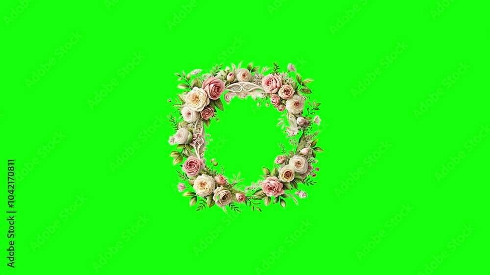Stockvideon Flower frame green screen animation motion graphic with ...