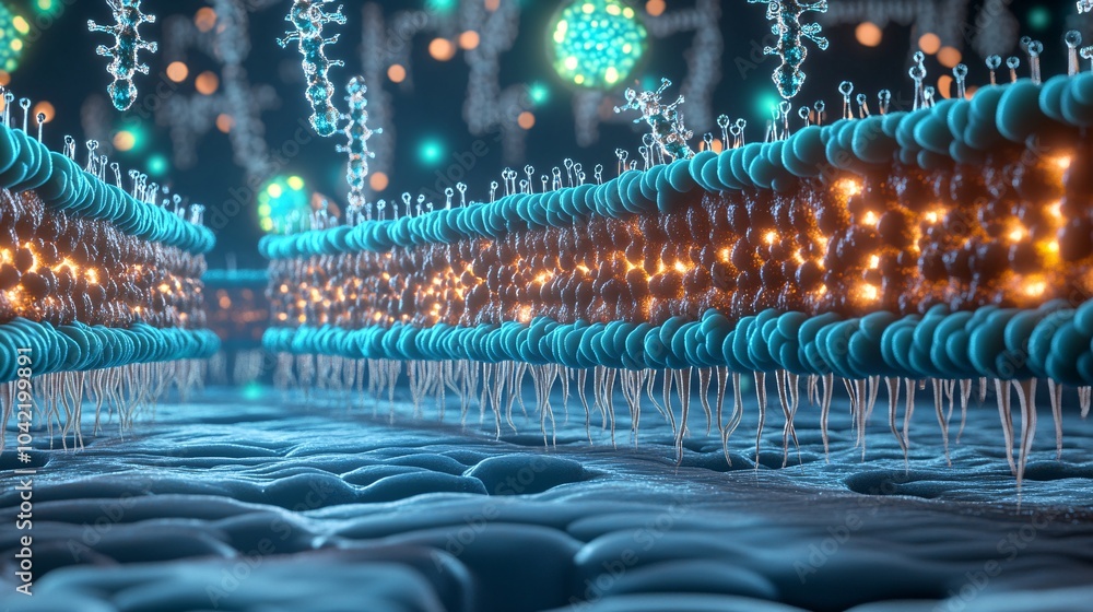 Explore a detailed 3D visualization of a cell membrane, highlighting ...