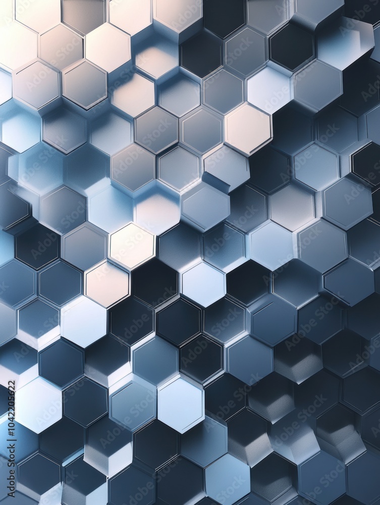 Multifaceted hexagons blend together, forming a captivating geometric ...