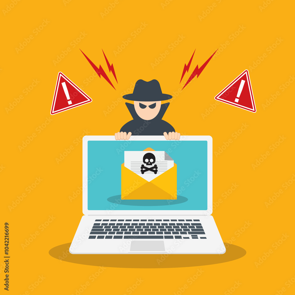 Hacker, Cyber criminal with laptop stealing user personal data. Hacker ...