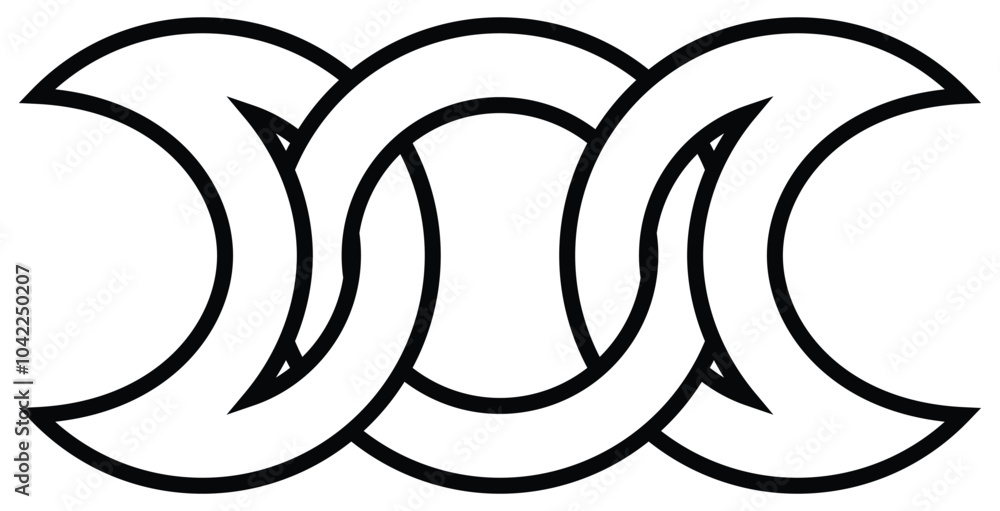 Occult wiccan symbol of triune goddess - ornament, ligature of three ...
