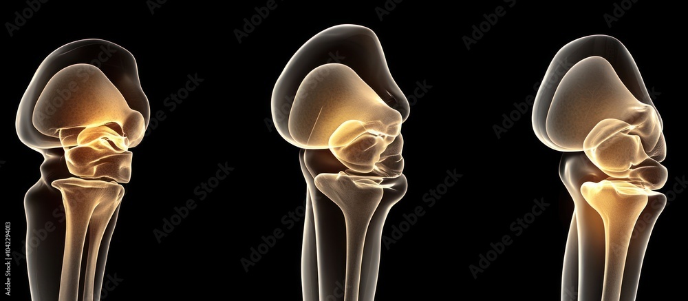 3D rendering of a human elbow joint, showcasing the bones and their ...