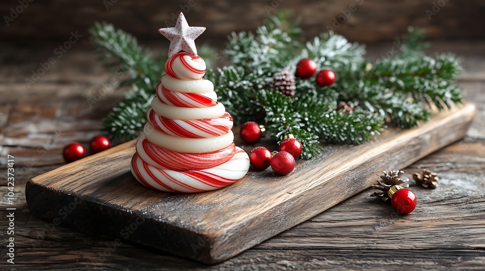 Candy canes arranged in a spiral shape, forming a mini Christmas tree ...