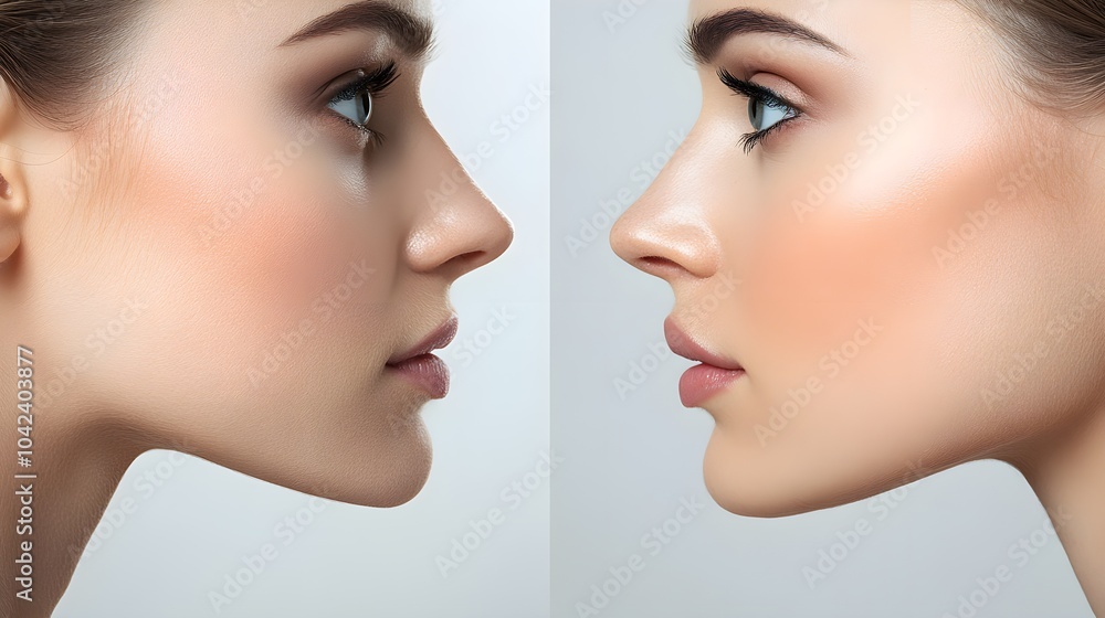 Cropped facial photos before and after facelift, emphasizing the ...