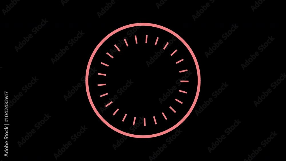 Pulsating HUD element of red strokes and rings randomly moving seamless ...