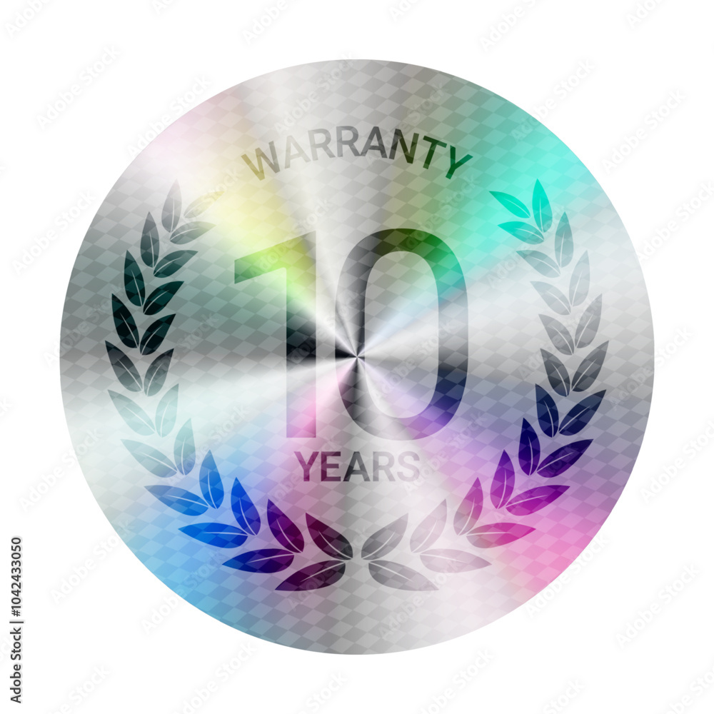 Holographic label Sticker. 10 years warranty Authenticity guarantee ...