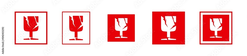 Fragile label, sticker, icon design for shipping parcels, moving boxes ...