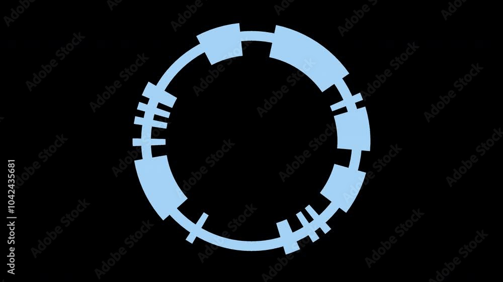 Target HUD element blue ring pulsating seamless loop alpha channel 3d render. Display loading ...