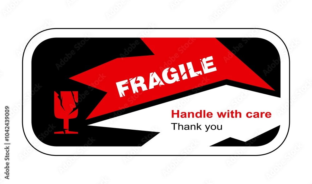 Fragile label, sticker, icon design for shipping parcels, moving boxes ...