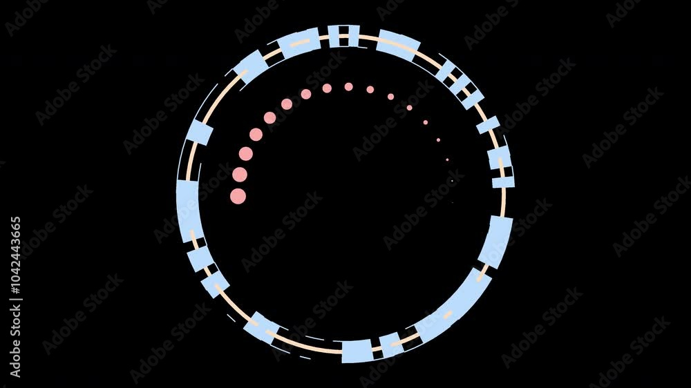 Aim HUD element target rings seamless loop alpha channel 3d render. Analysing data, display ...