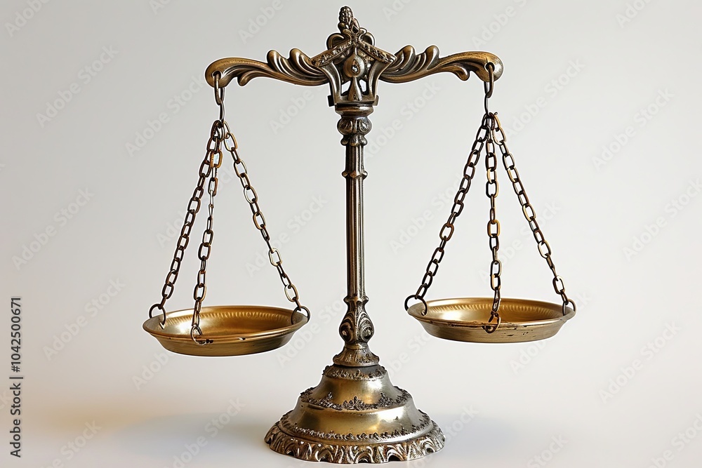 Antique brass balance scale on a plain background showcasing its ...