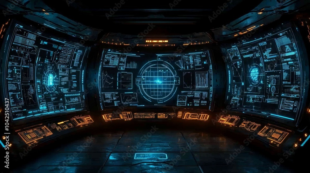 Exploring the futuristic interior of a high-tech control room with ...