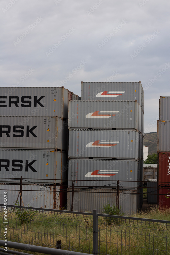 Tbilisi, Georgia - August, 8, 2024: Vertical photo. Terminal shipping ...