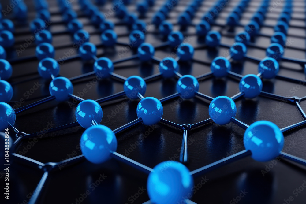 Graphene molecular grid, graphene atomic structure concept, hexagonal ...