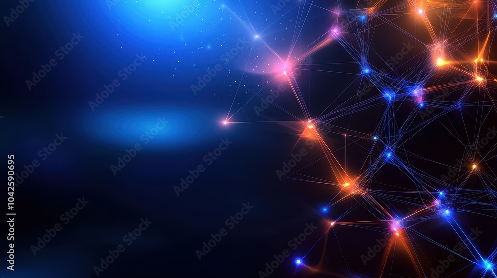 Geometric tech pattern with symmetrical lines and glowing nodes ...