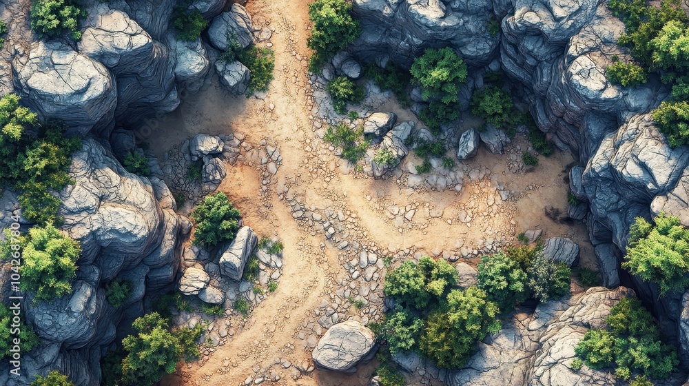 Wide Top-Down View of a Detailed RPG Medieval Battle Map Illustration ...