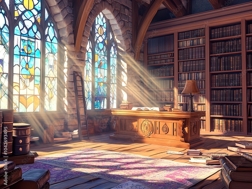 Enchanting Library Poster: Illuminate Your Space with Ancient Books ...