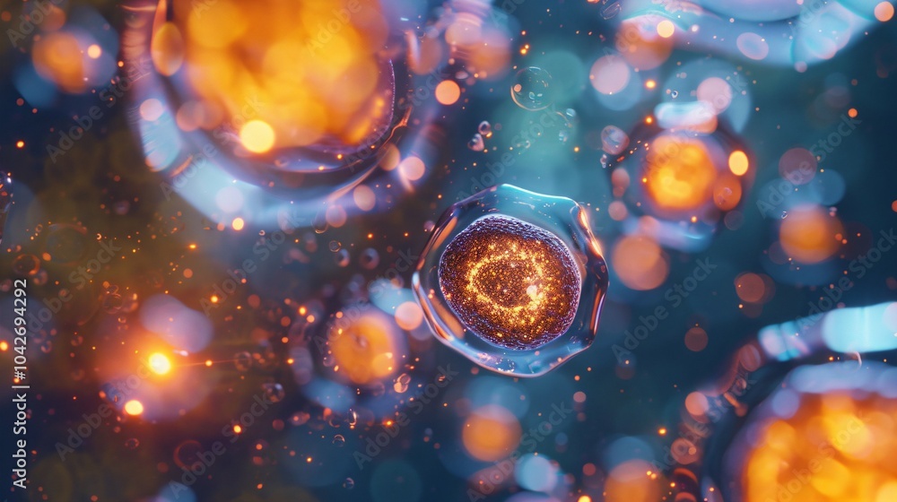 Microscopic view of a cell undergoing apoptosis, nucleus shrinking and ...