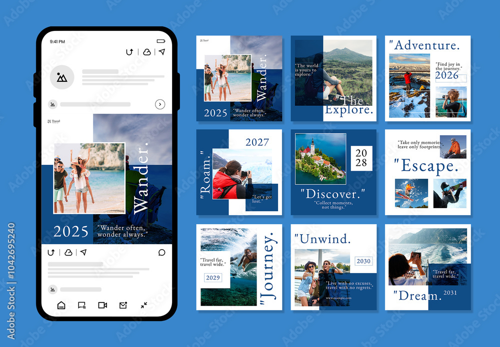 Travel Social Media Post Layout Stock Template | Adobe Stock