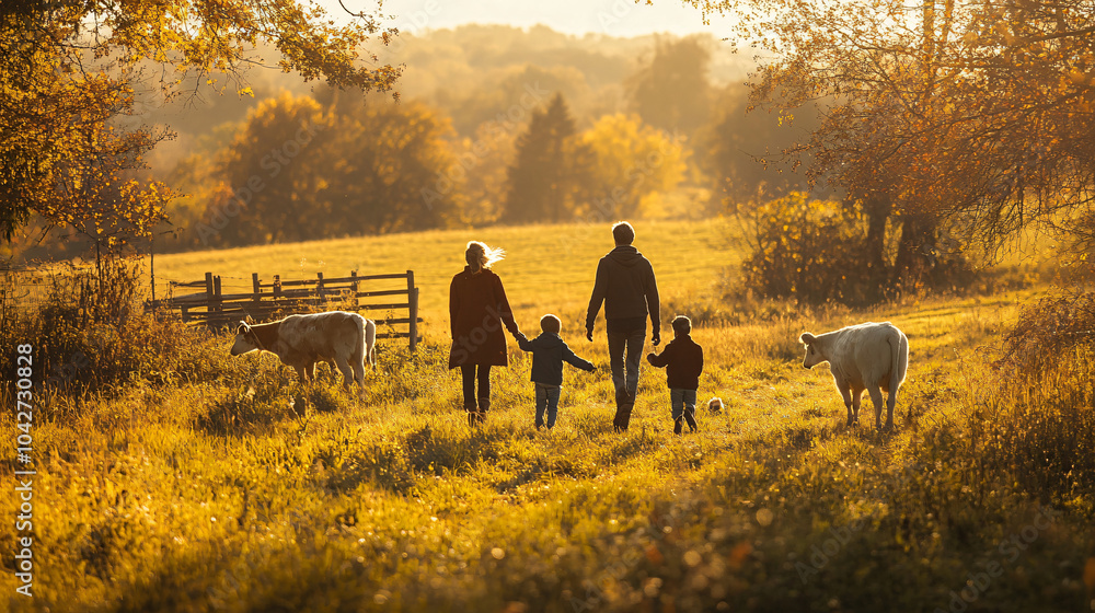 A fun family outing at a local farm, exploring the fields and ...