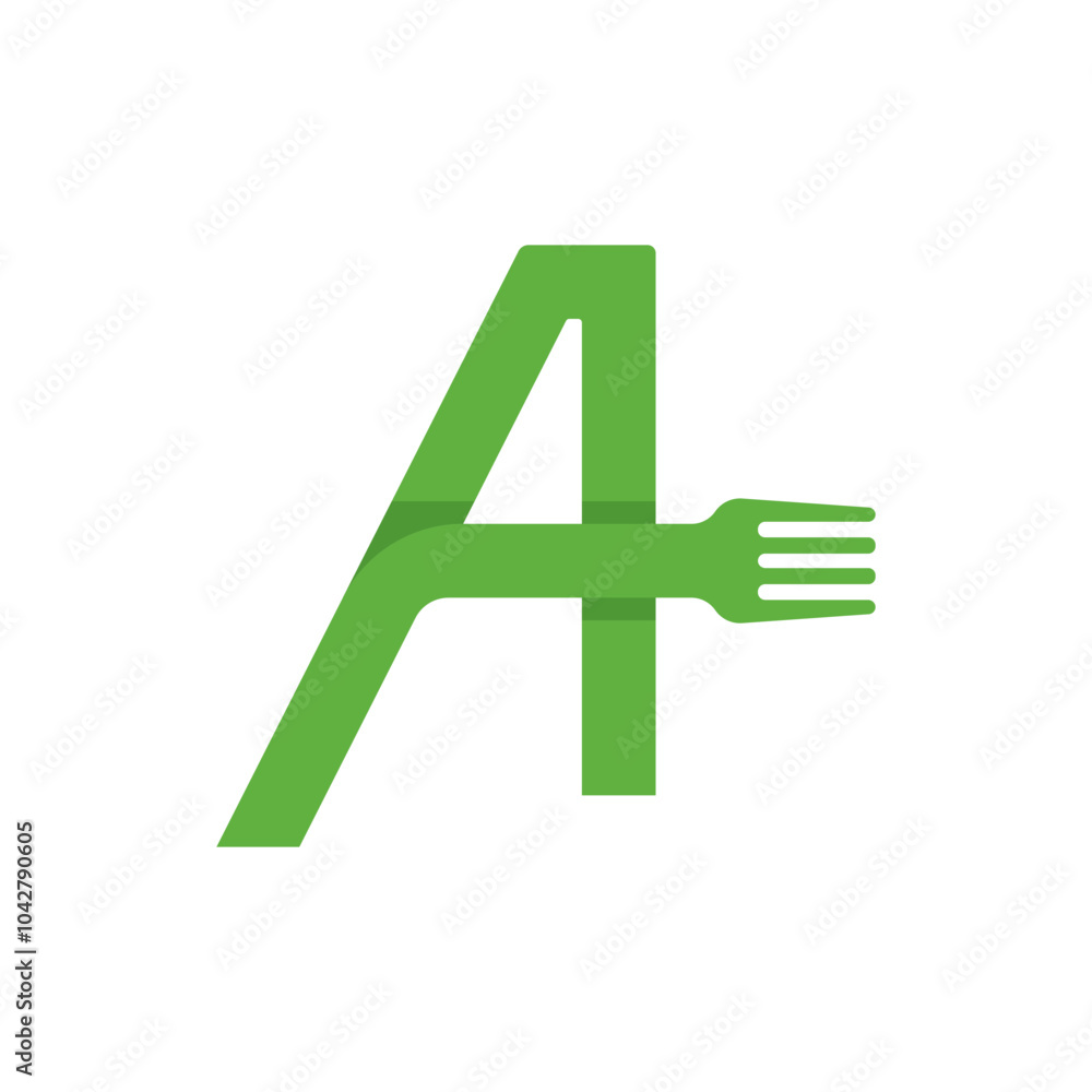 initial letter A with fork logo.letter A sign vector,Fork combined with ...