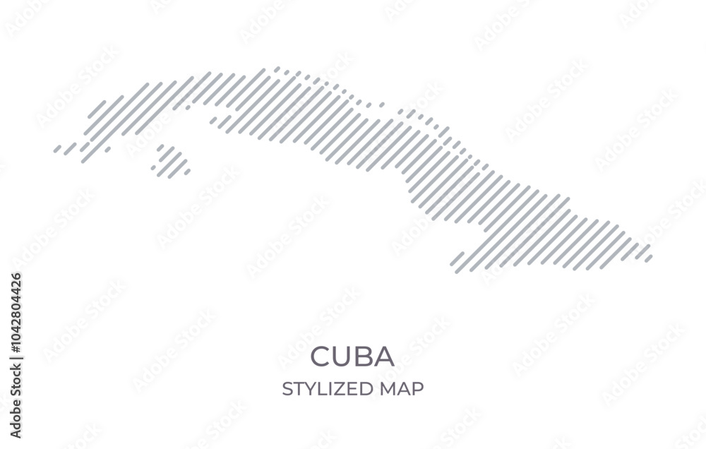 Stylized linear map of Cuba in minimalistic style. Vector illustration ...