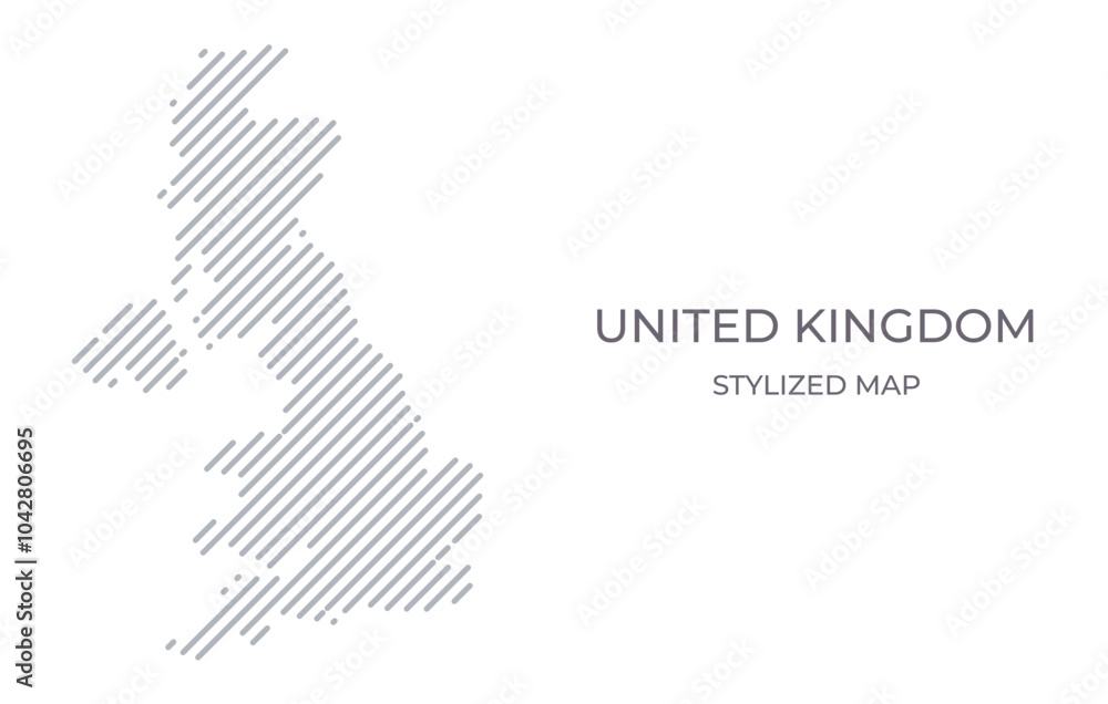 Stylized linear map of United Kingdom in minimalistic style. Vector ...
