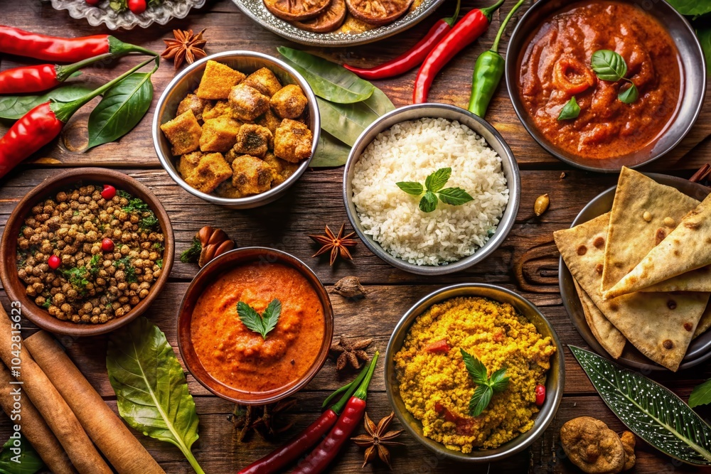 Engraved Style Indian Food Menu Design with Linear Graphics for ...