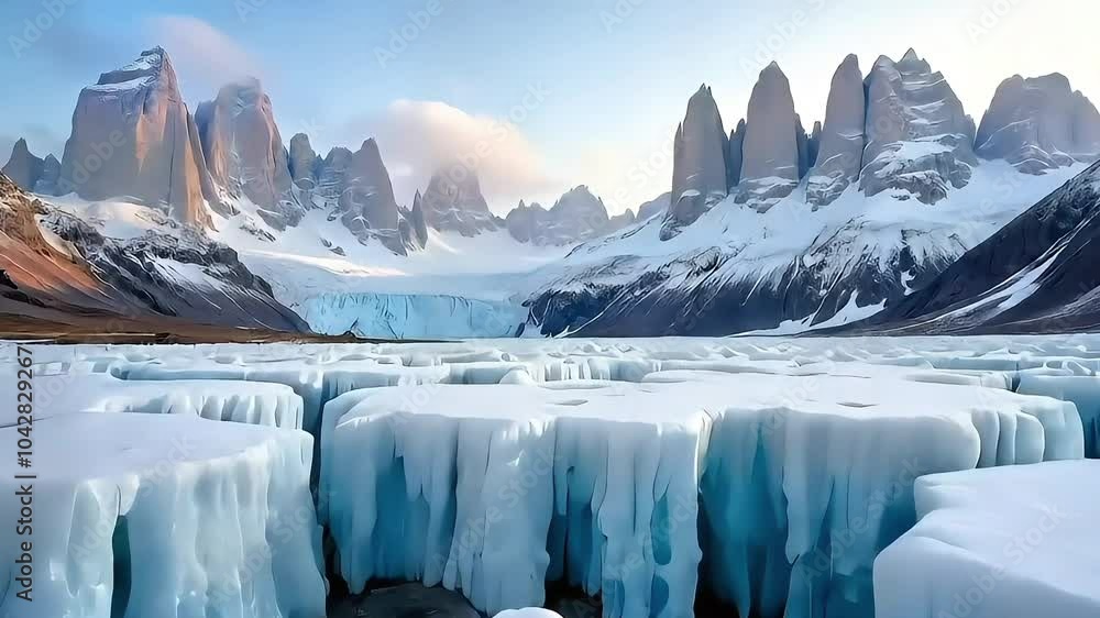 National Park Of Torres Del Paine In Puerto Natales Chile. Snowy ...