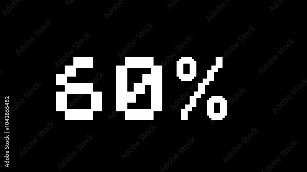 Pixel number counter with percentage animation, counting numbers from 0 ...