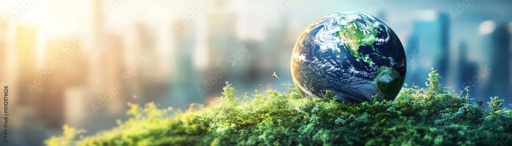 Green field cradle, earth embraced by nature a vision of sustainability ...