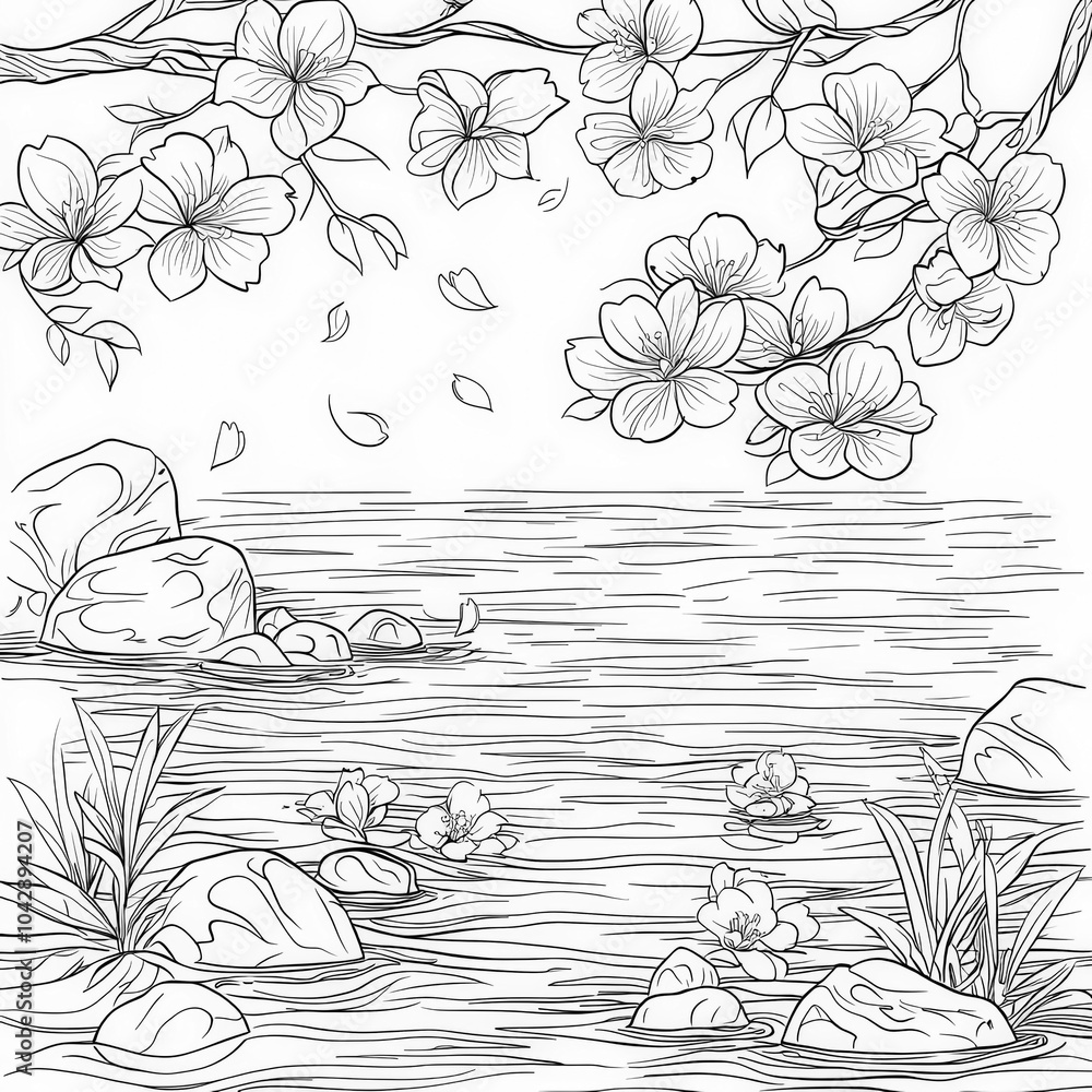 Photo & Art Print A scene of cherry blossoms falling during hanami ...