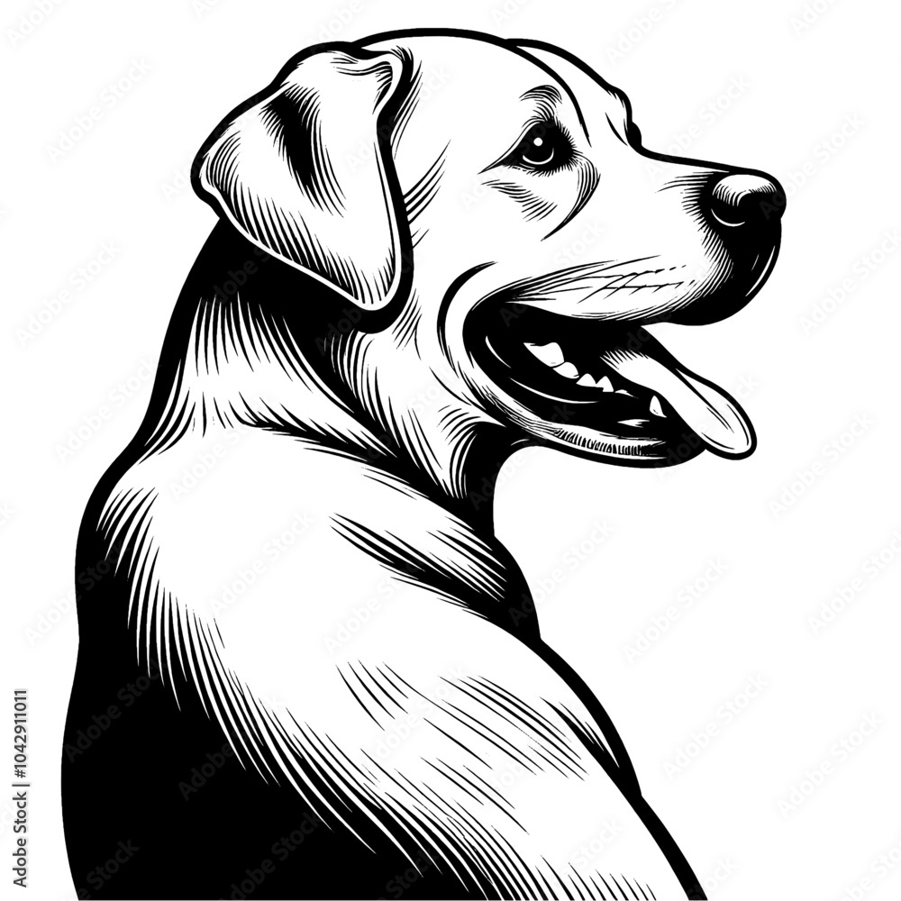 Hand drawn cute Labrador Retriever portrait, vector sketch isolated on ...
