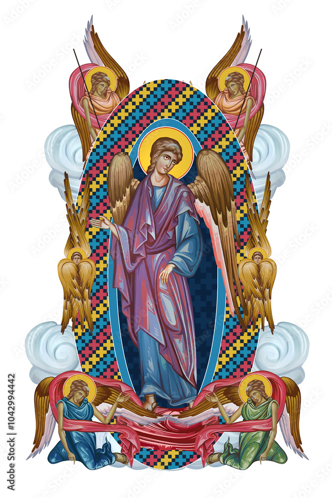 Guardian Angel. Illustration with angels and seraphim in heaven in ...