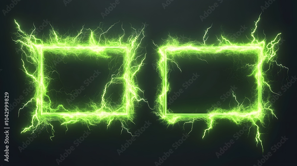 Foto de Lightning frames, green electric borders of rectangular and ...