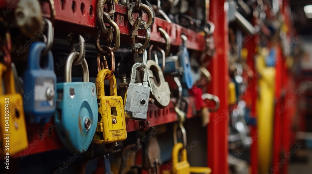 Lockout-Tagout locks and tags, showcasing the different types of locks ...