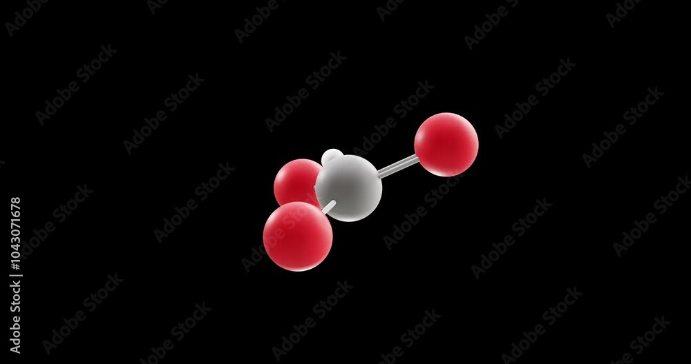 Bicarbonate molecule, rotating 3D model of polyatomic anion, looped ...