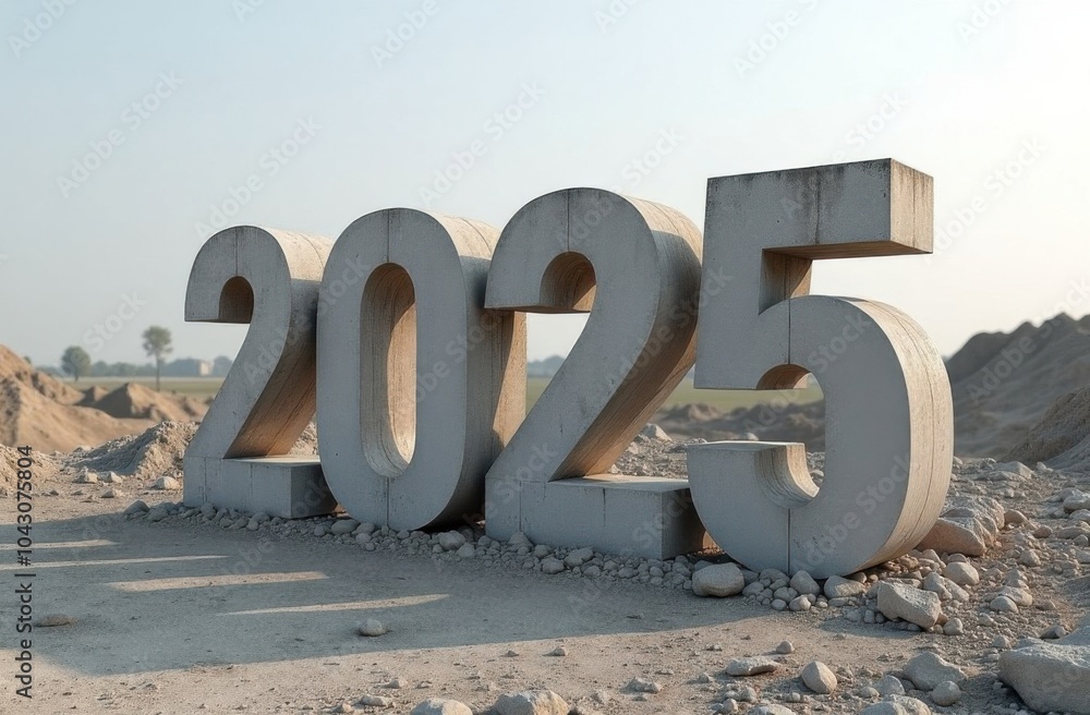 2025 concrete numbers standing in construction site Stock Photo | Adobe ...