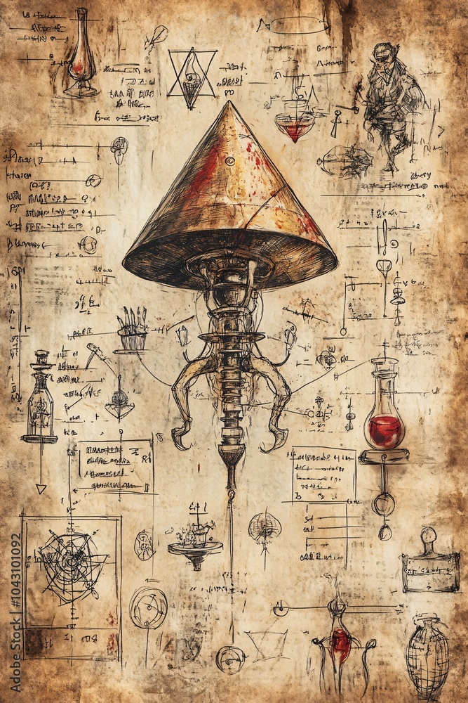 Intriguing alchemical blueprint a mysterious fusion of science art and ...