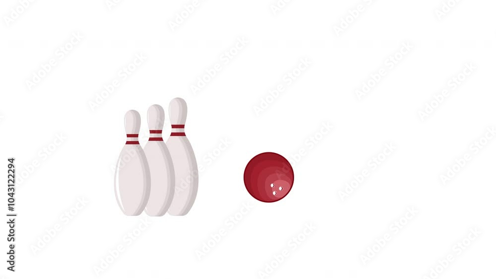 animated bouncing bowling ball hit the pins on a transparent background ...
