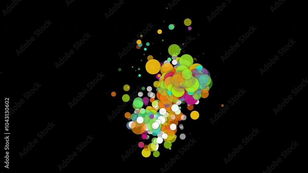 Animated transition with colored balls pulsing on the screen that move ...