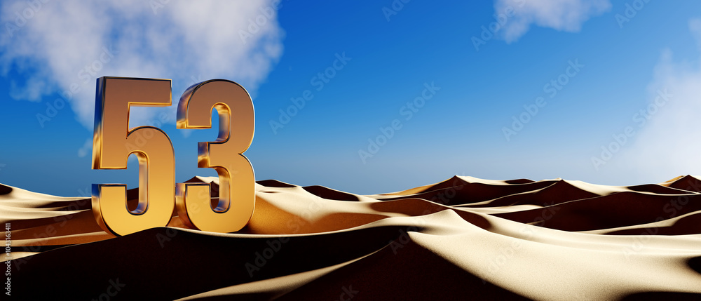 UAE's 53 National Day Celebration - Golden 53 in Desert Sand - 3D ...