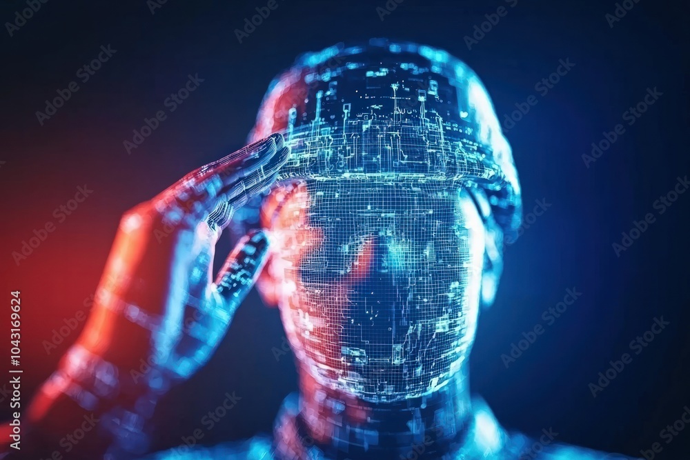 Futuristic Soldier Saluting with a Digital Face A Blend of Technology ...